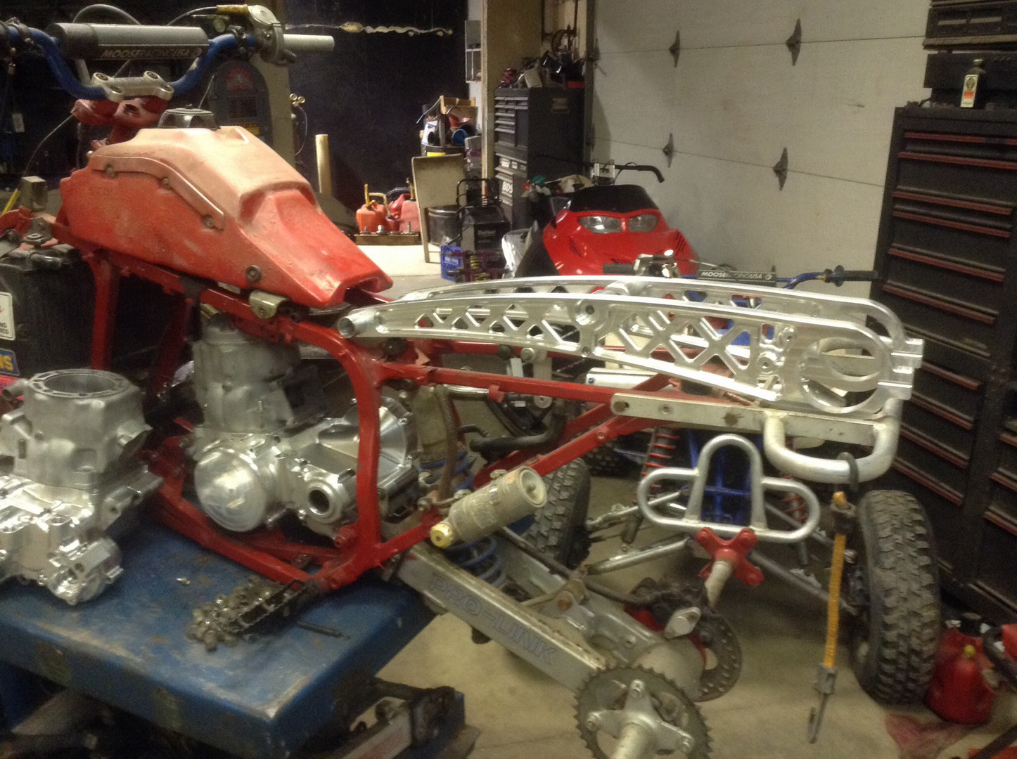 SR Engineering billet TRX500R winter project